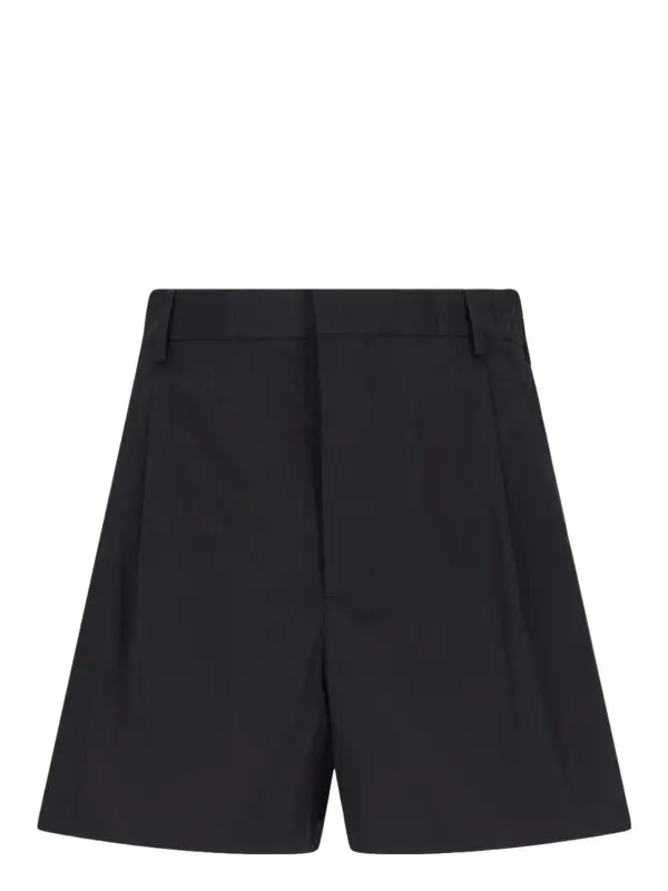 Prada Cotton Shorts With Rear Logo Patch - Black