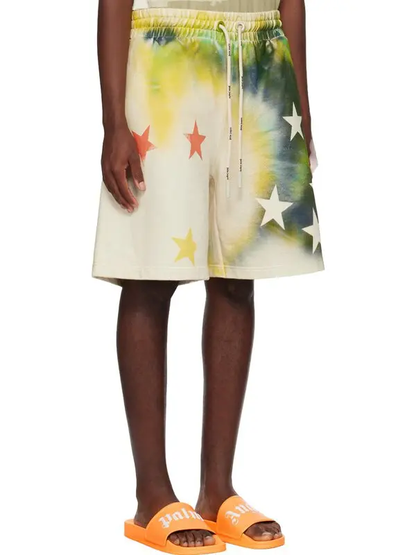 Palm Angels Star Sprayed Drawstring Track Shorts - White