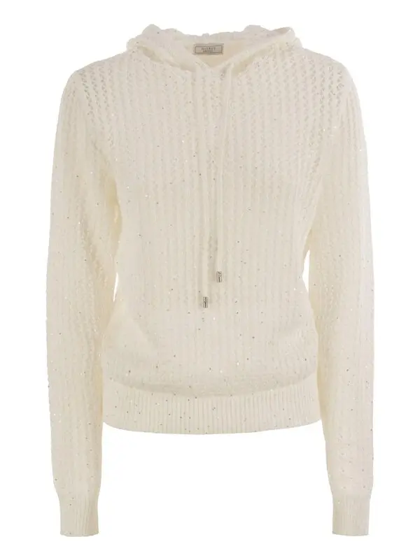 Peserico Sequined Hooded Knitwear - Nude