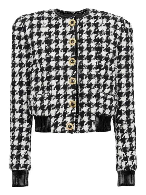 Balmain Houndstooth Tweed Jacket - Black