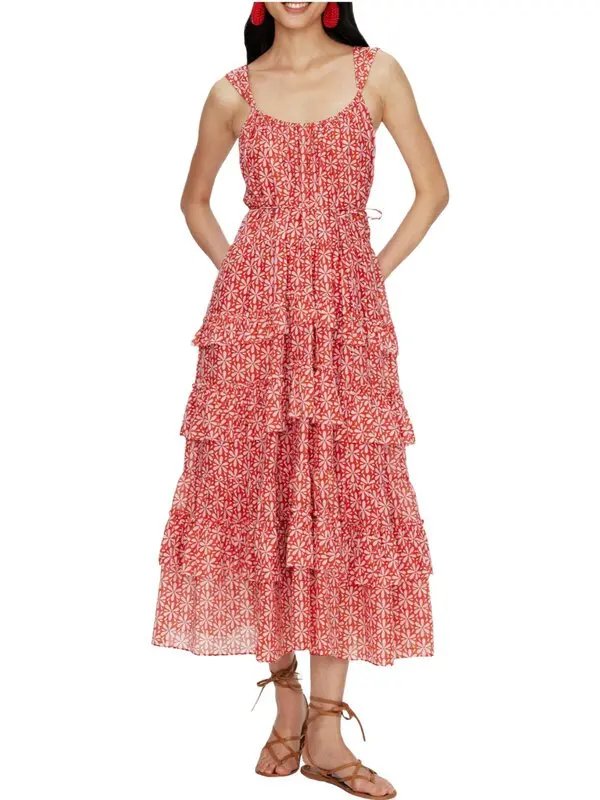 Diane Von Furstenberg Moderna Floral Print Midi Dress - Star Fruit Geo