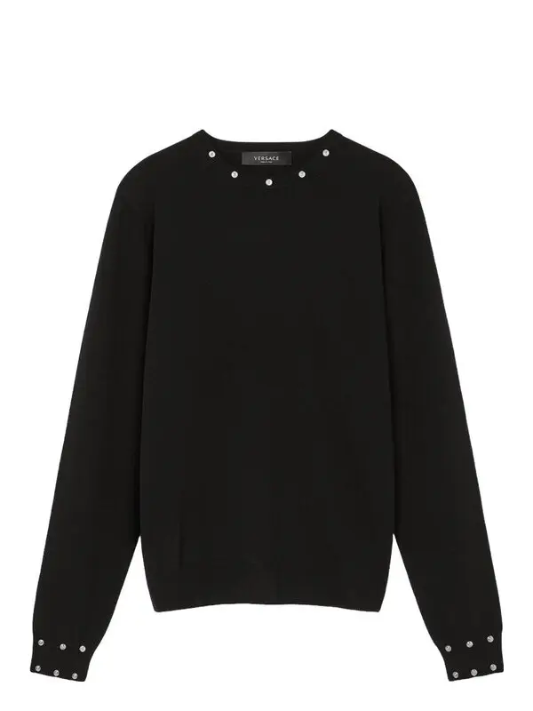 Versace Embellished Crewneck Sweater - Black