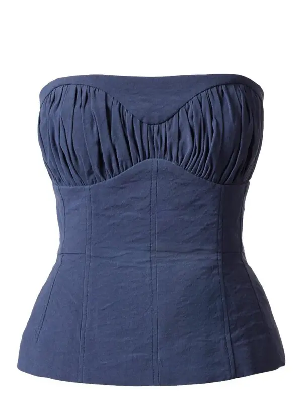 Tove Strapless Pleated Top - Blue
