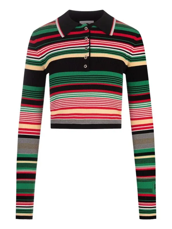Rabanne Striped Knitted Polo Top - No