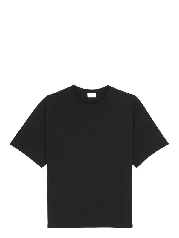 Saint Laurent Embroidered Logo Cotton T-shirt - Black