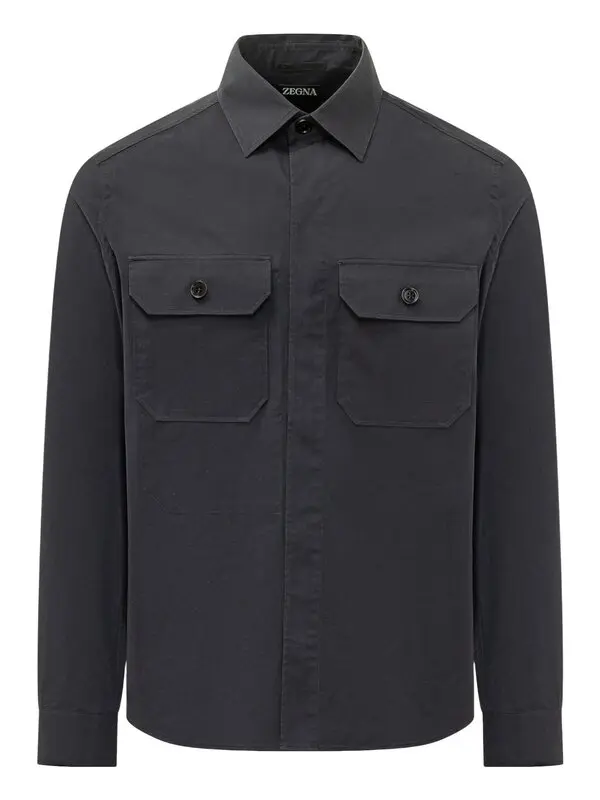 Zegna Button-flap Pocket Overshirt - Black