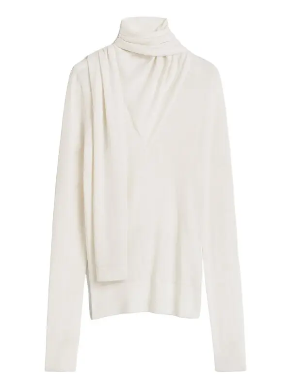 TOTEME Detailed Long-sleeve Sweater With Integrated Scarf - Off-white