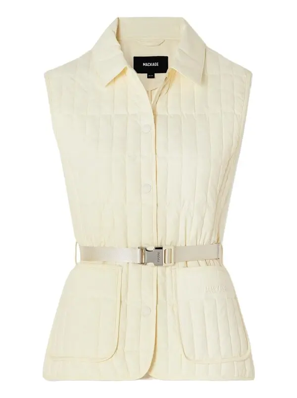 Mackage Helia Quilted Down Vest With Belt - White