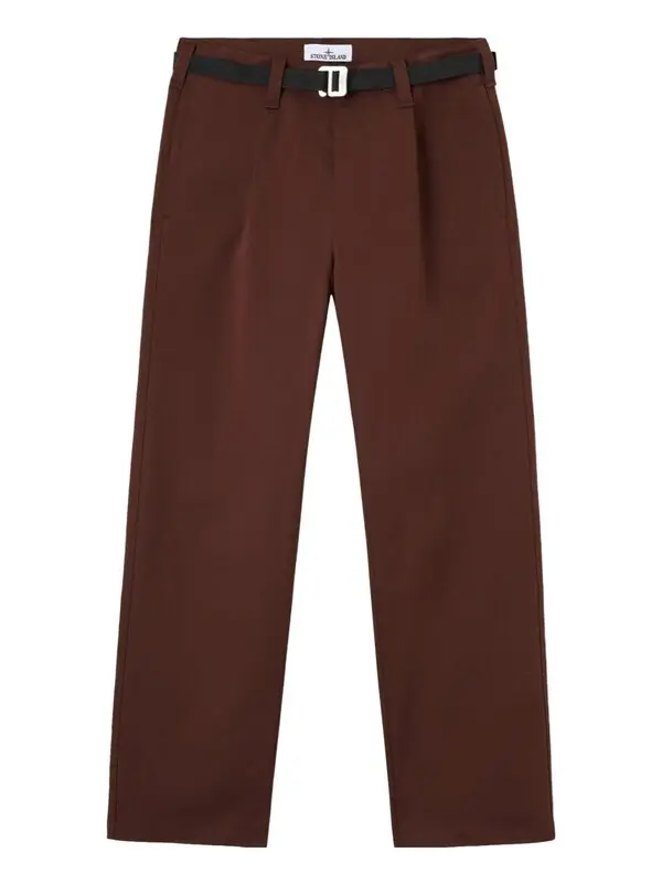 Stone Island Pleated Front Belted Trousers - Tobacco