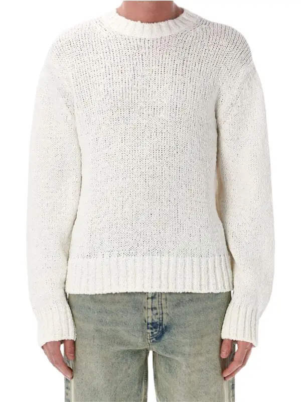 SUNFLOWER Frederik Cropped Crewneck Knitted Sweater - White