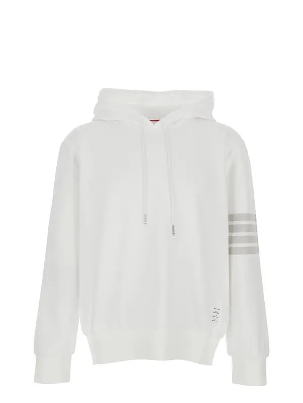 Thom Browne Logo Patch Drawstring Hoodie - White