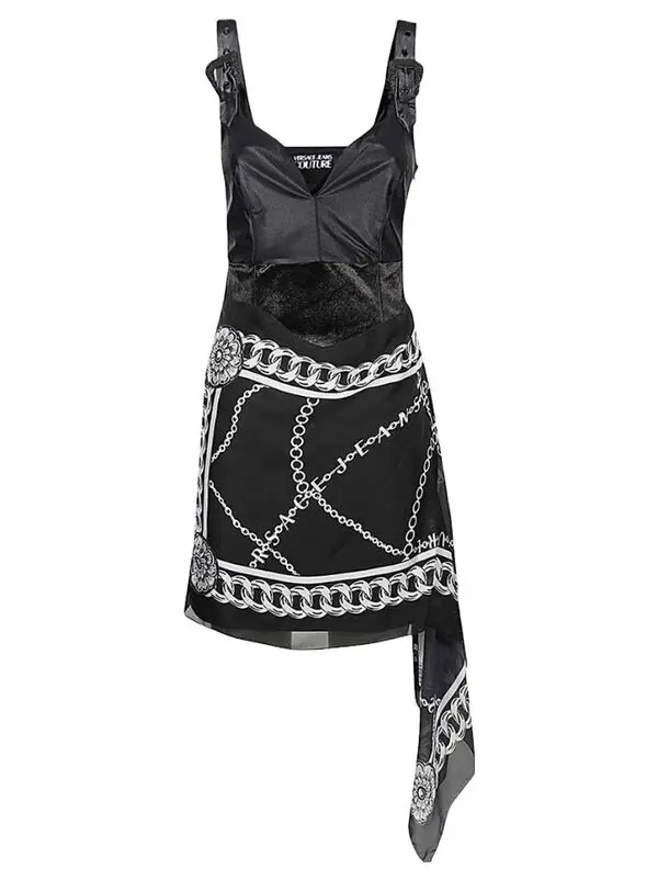 Versace Sleeveless Mini Dress With Scarf Detail - Black