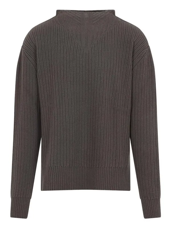 Rick Owens Mock Neck Long Sleeve Ribbed Knit Jumper - Black