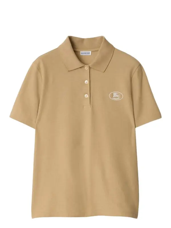 Burberry Logo Embroidered Short-sleeve Polo Shirt - Flax