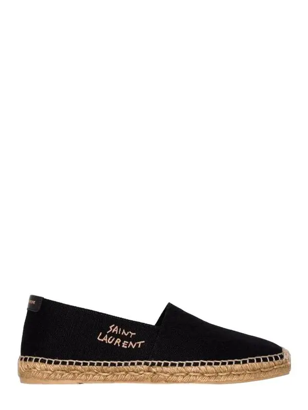 Saint Laurent Logo Embroidered Slip-on Espadrilles - Black
