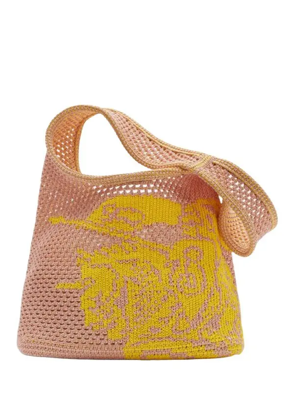 Burberry Ekd Motif Crochet Tote Bag - Pink/yellow