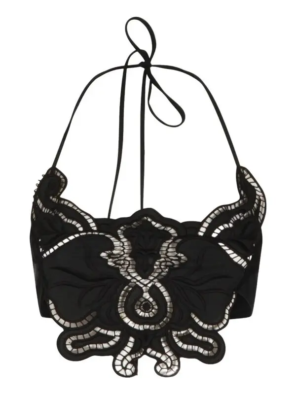 Blumarine Embroidered Halterneck Top - Black
