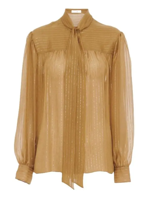 Chloé Tie-neck Striped Blouse - Brown
