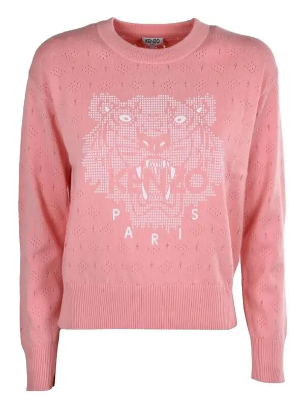 Kenzo Tiger Motif Knitted Pullover - Pink