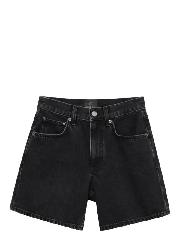 ANINE BING Delaney High-waisted Denim Shorts - Black