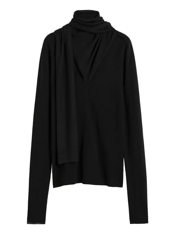 TOTEME Detailed Long-sleeved Jumper With Scarf - Black