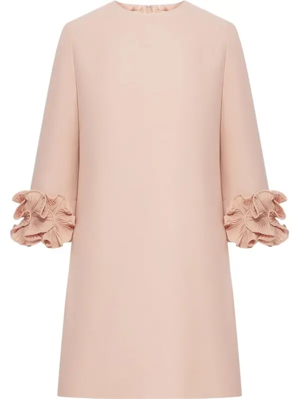 Valentino Garavani Crepe Couture Floral Detailed Mini Dress - Nude