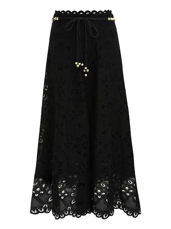Zimmermann Rhiannon Embroidered Skirt - Black