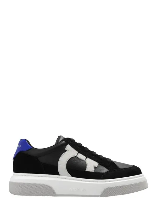 FERRAGAMO Logo Embellished Lace-up Sneakers - Black