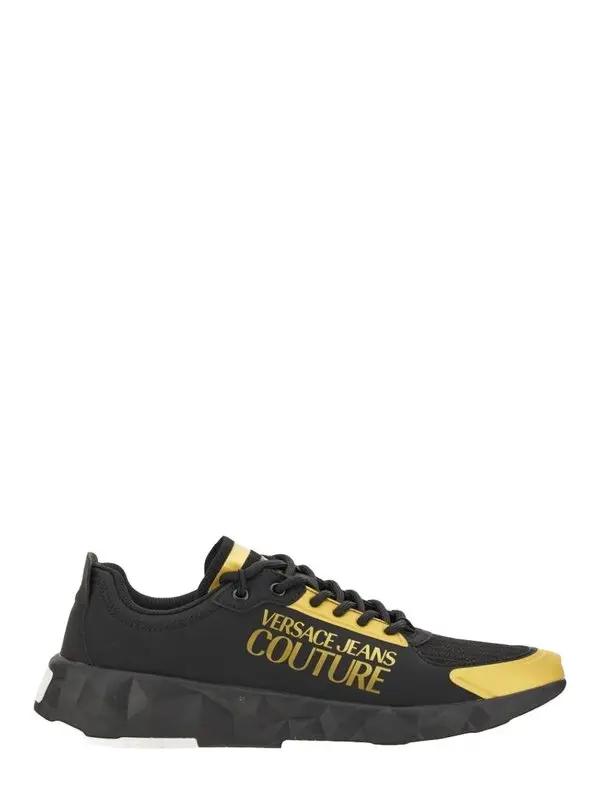 Versace Logo Printed Lace-up Sneakers - Black