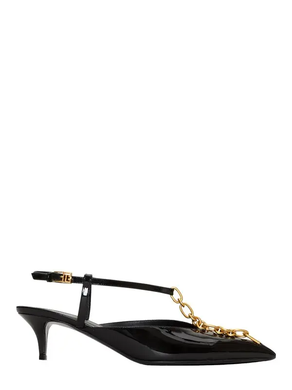 Balmain Sync Chain Kitten Slingbacks - Black