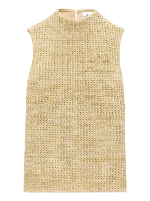 COURREGES Sleeveless High-neck Top With Ac Logo - Nude