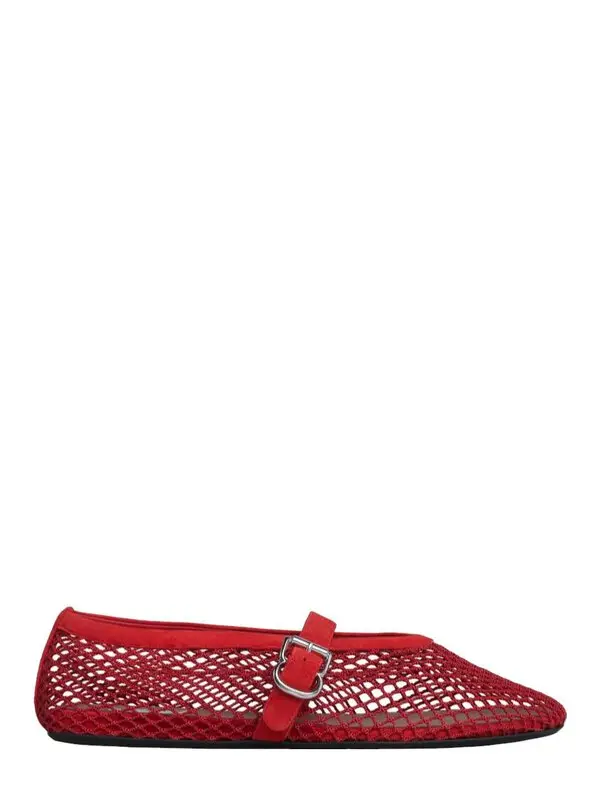 Alaïa Fishnet Buckled Ballet Flats - Red