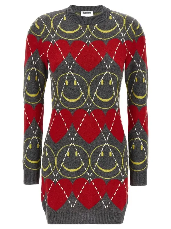 Moschino Smiley Face Crewneck Dress - Black