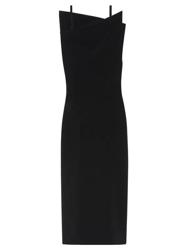 Sportmax Asymmetrical Midi Dress With Corset Detail - Black