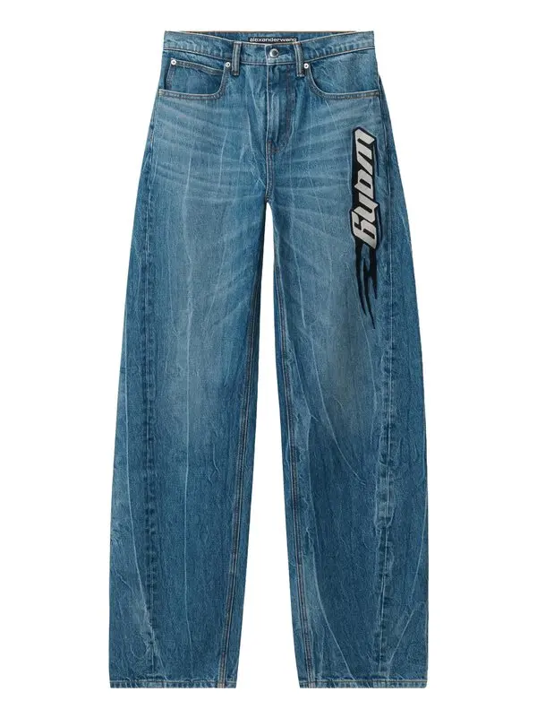 Alexander Wang Blade Logo-embroidered Balloon Jeans - Indigo