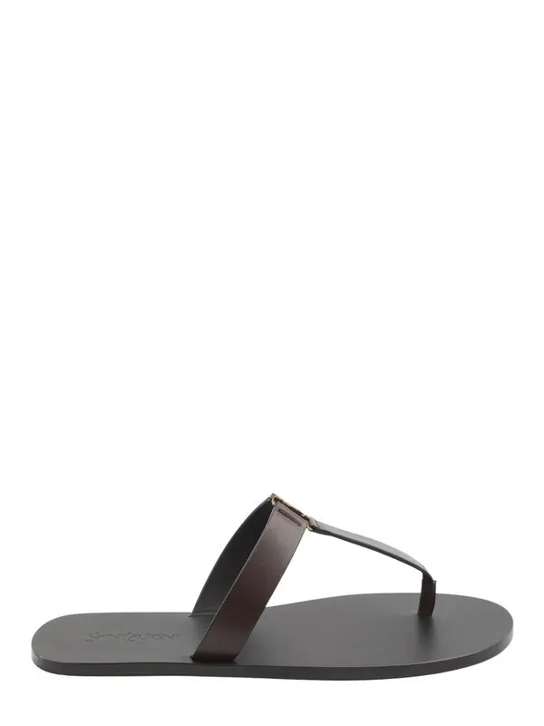 Saint Laurent Logo Plaque Flat Slides - Gray