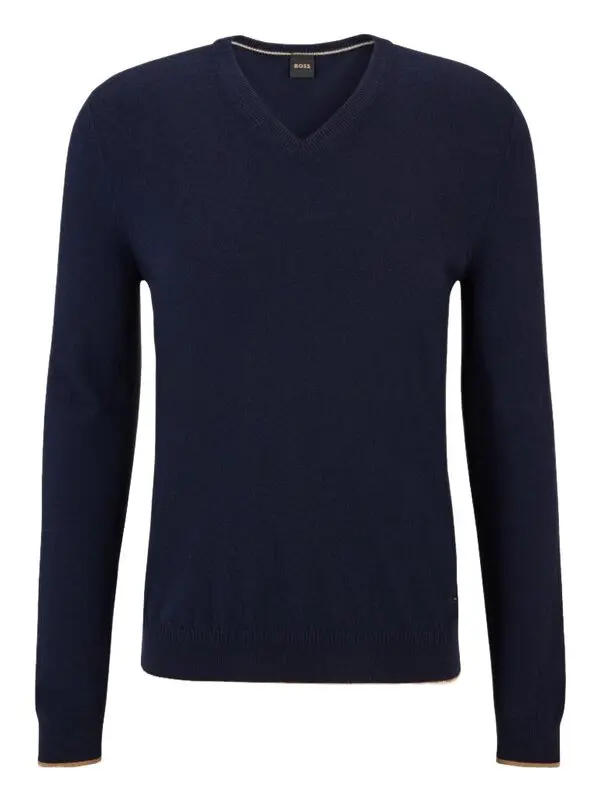 Hugo Boss V-neck Fine Knit Sweater - Black