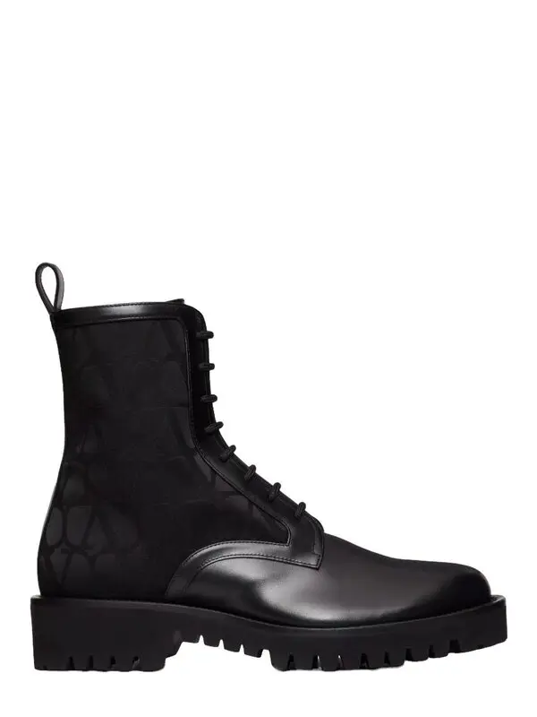 Valentino Garavani Toile Iconographe Combat Boots - Black