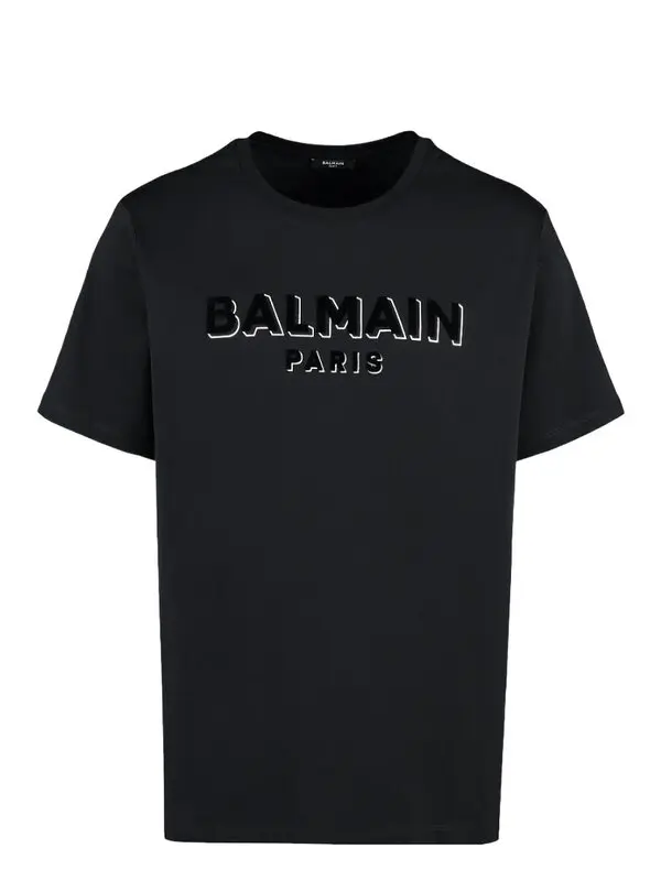 Balmain Logo Printed Crewneck T-shirt - Black