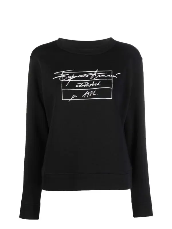 Emporio Armani Logo Print Long Sleeve Sweatshirt - Black