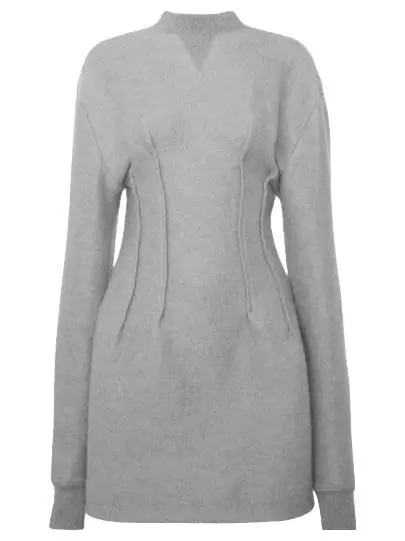 J.W.ANDERSON Jw Anderson Textured Long Sleeved Hourglass Dress - Light Gray