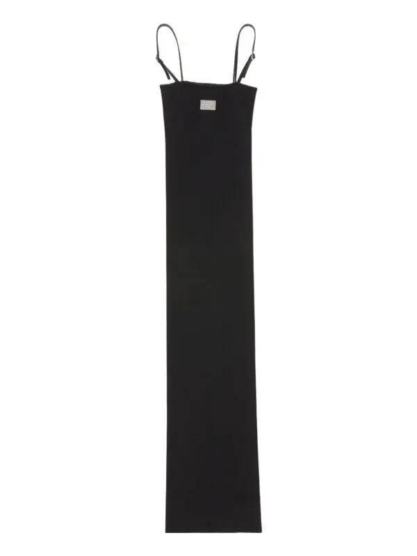 Acne Studios Ribbed Knit Logo Plaque Sleeveless Maxi Dress - Black