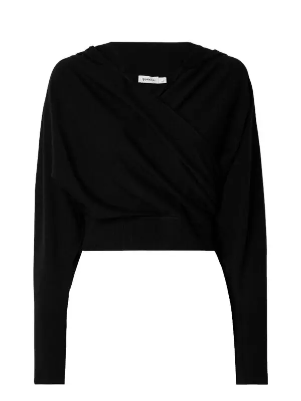 Simkhai Riley Cropped Wrap Hoodie - Black