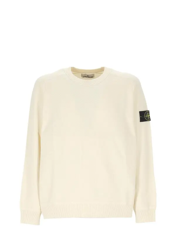 Stone Island Logo Patch Crewneck Sweatshirt - Ivory