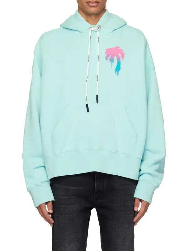 Palm Angels Palm Tree Printed Hoodie - Blue