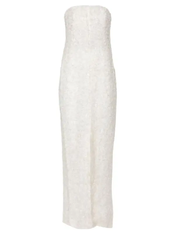 TOTEME Strapless Textured Maxi Dress With Slit - Ecru