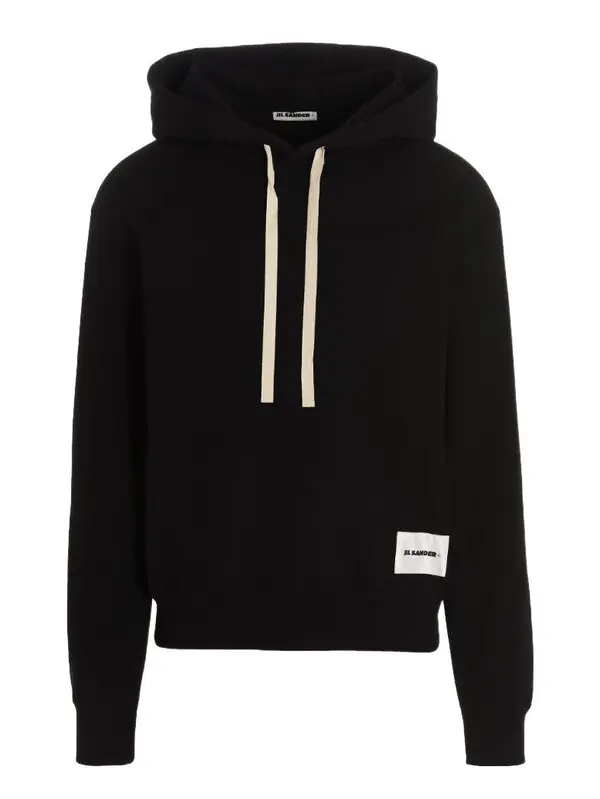 JIL SANDER Logo Patch Long-sleeve Hoodie - Black