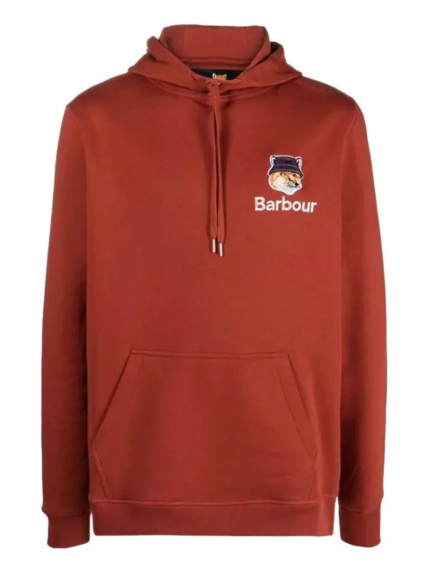 Barbour X Maison Kitsuné Joint Logo Hoodie - Red