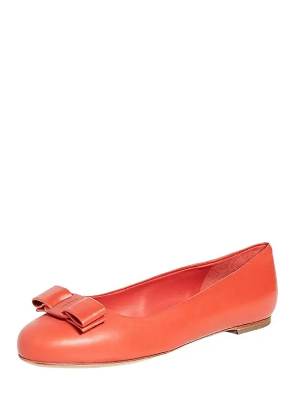 FERRAGAMO Bow Detail Ballet Flats - Orange