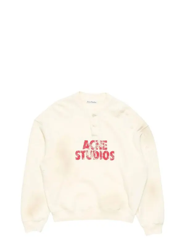 Acne Studios Logo Henley Sweatshirt - White